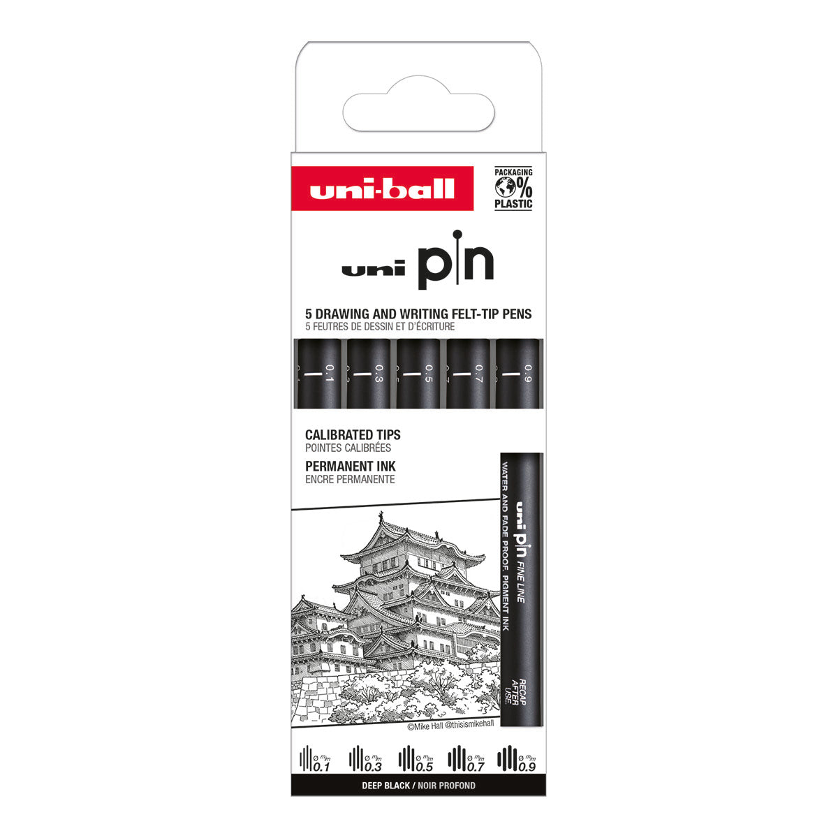 Uni Pin Fine Line Pens Classic-1 5 Set, Black – UNFADE